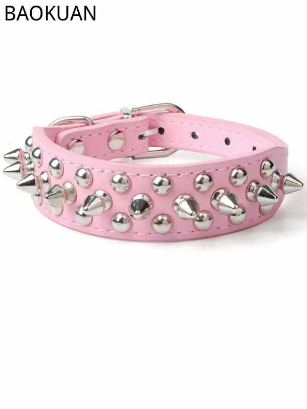 Ошейник с шипами из искусственной кожи для кошек и собак
