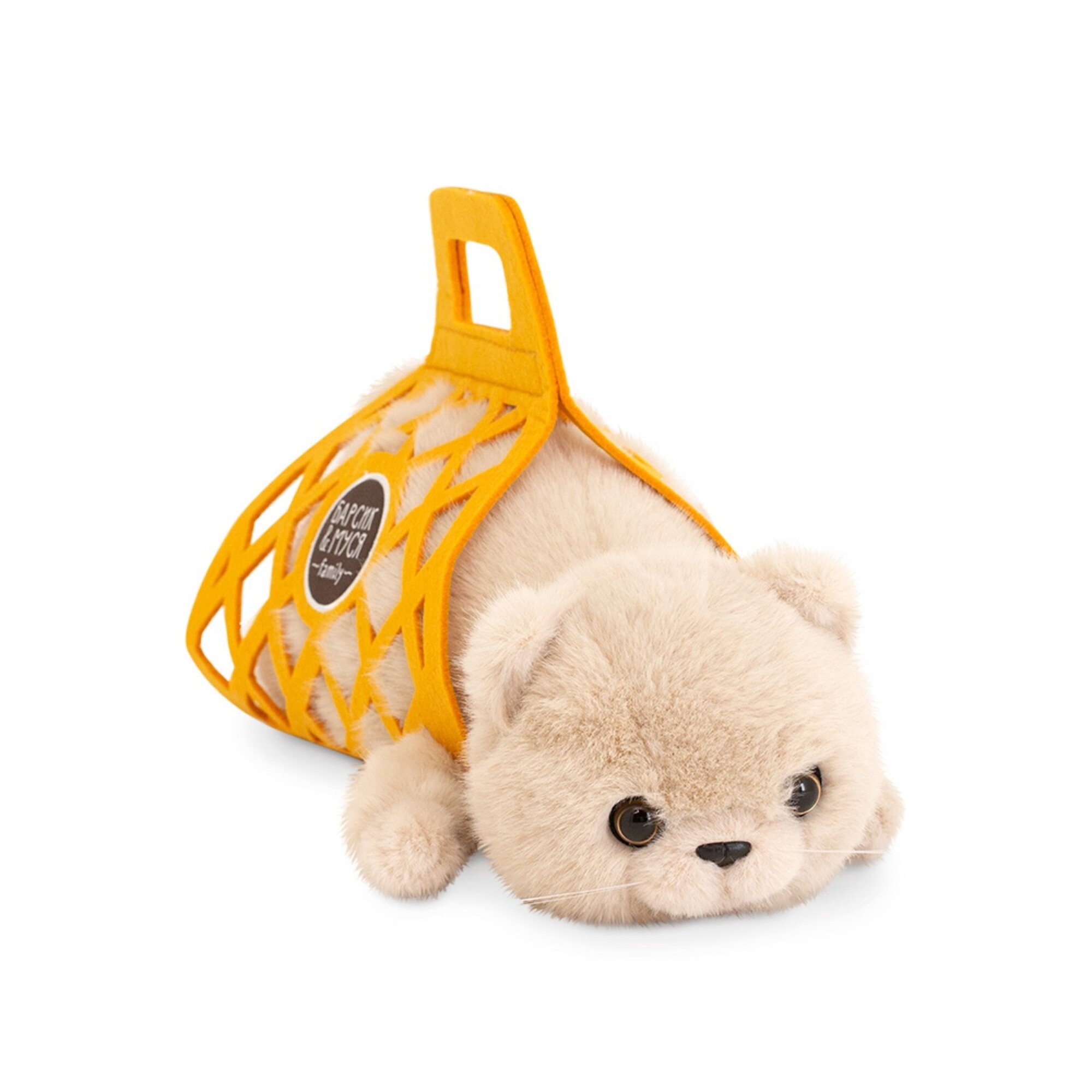 Мягкая игрушка Orange Toys "Кот Барсик в сумке бежевый", высота 56 см