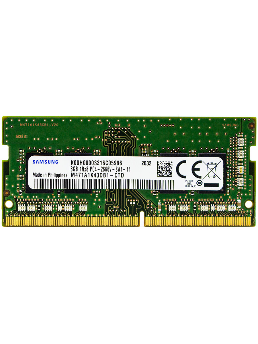 Модуль памяти для ноутбука SODIMM DDR4 8GB PC21300 2666МГц Samsung M471A1K43DB1-CTD