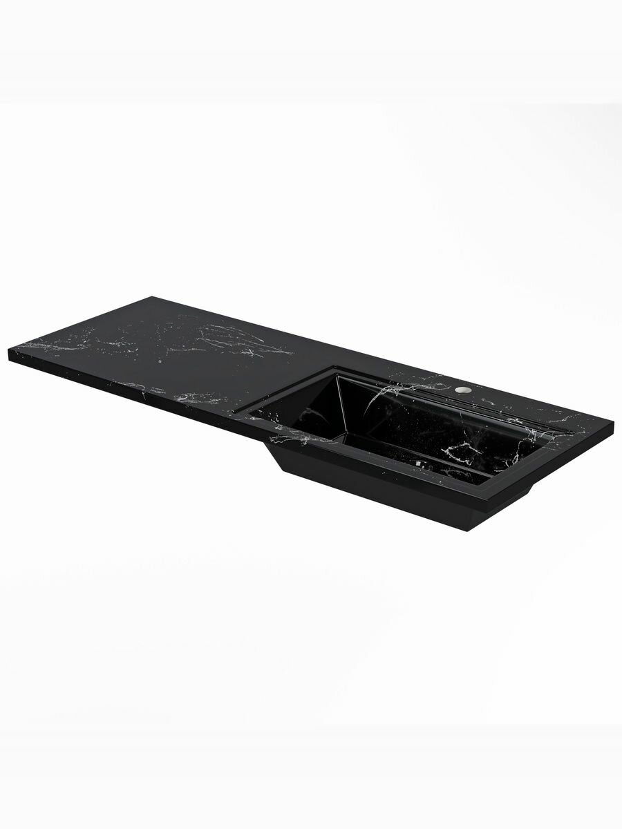 Раковина над стиральной машиной Марсал 120 х 48 правая, черный мрамор