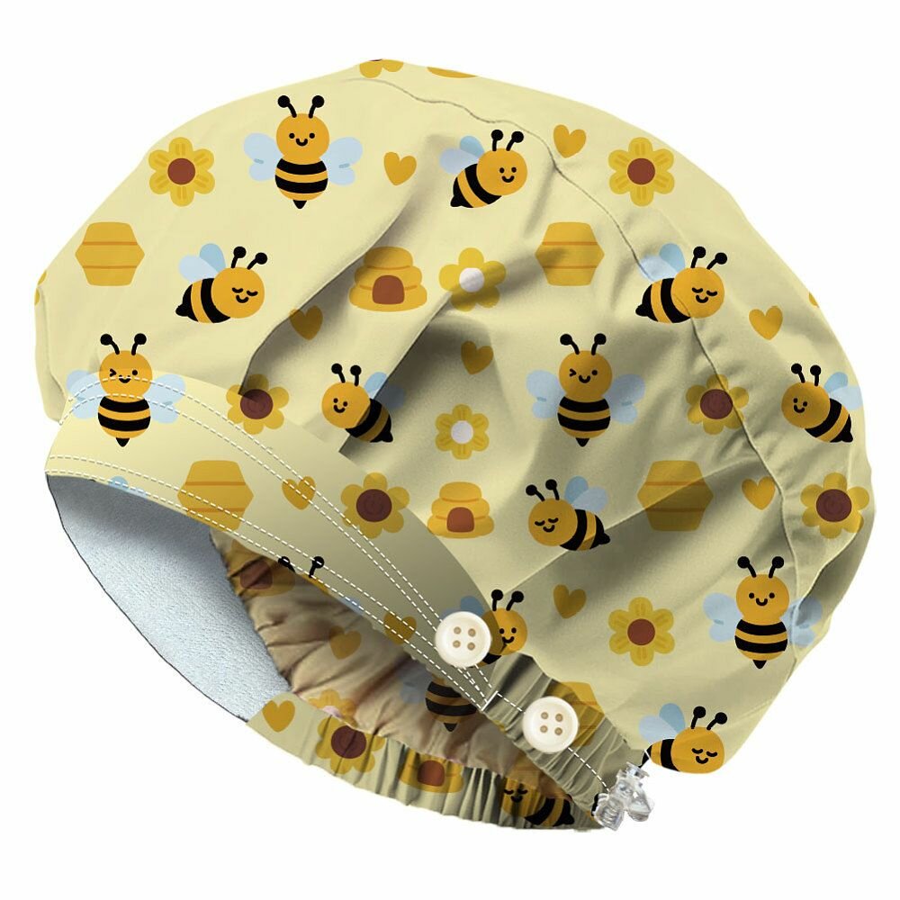 1 шт. хлопковая регулируемая шапка с принтом, рабочая кепка для женщин и мужчин с пуговицами в виде пчел