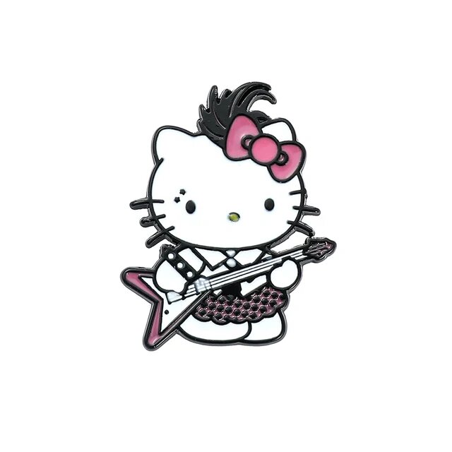 Милая эмалированная брошь Hello Kitty, персонаж аниме Sanrio; кавайная брошь для девочек; модная брошь; украшение в стиле манги в подарок.