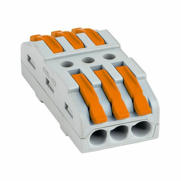 Клемма строительно-монтажная EKF СМК проходная 222-423, 3 полюса, 0.08-4 кв. мм, 25 шт