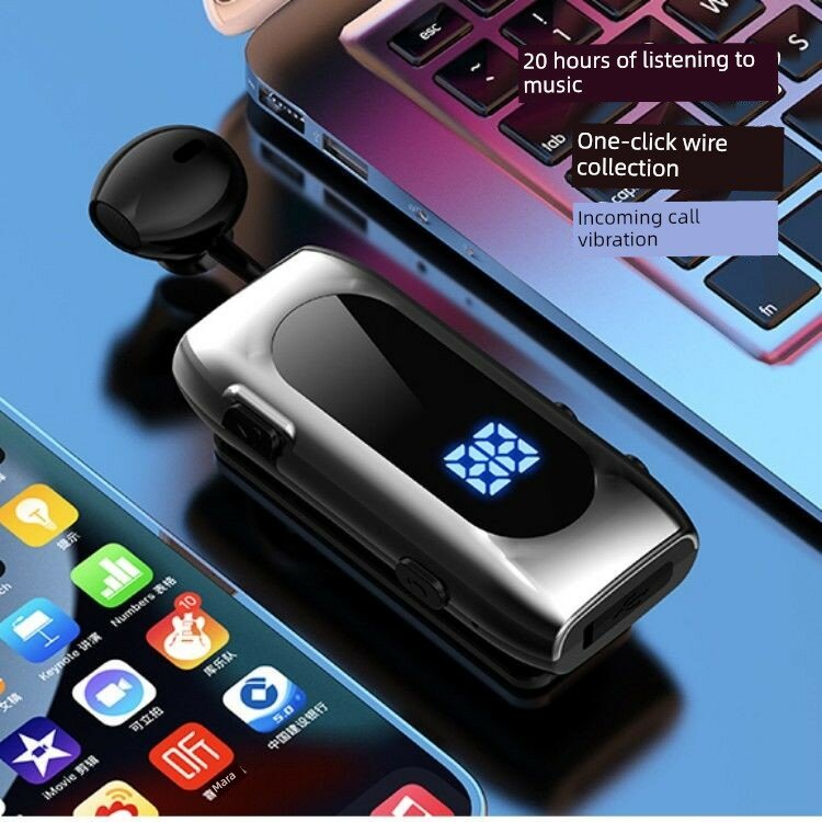 Беспроводные наушники Bluetooth стиль лапел отображение вызова длительная работа батареи модель K55+ Черный