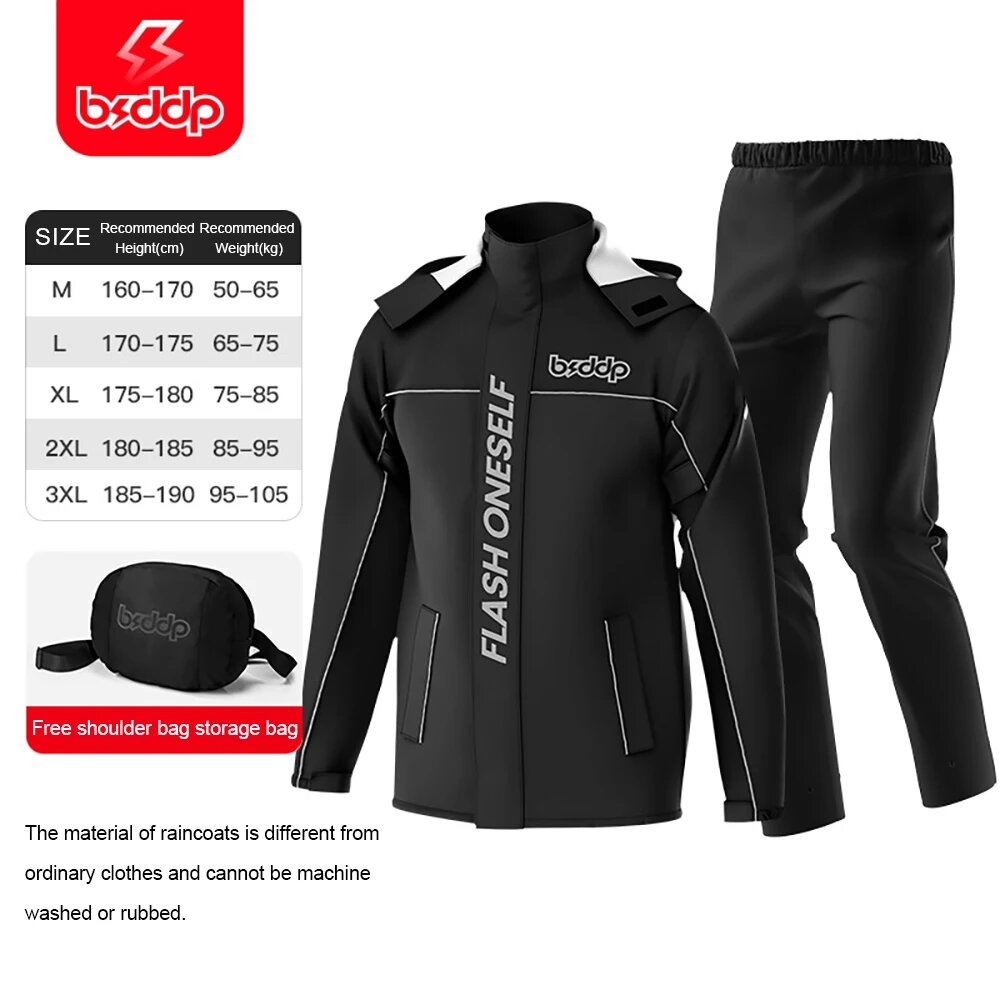 Новый комплект мотоциклетных дождевиков, мужские непромокаемые велосипедные брюки для мотоцикла, женские водонепроницаемые мотодождевики с бахилом для верховой езды на открытом воздухе Черный, XXL, Black