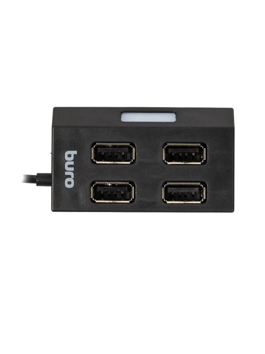 Разветвитель USB 2.0 Buro BU-HUB4-U2.0 4порт. черный , пластик