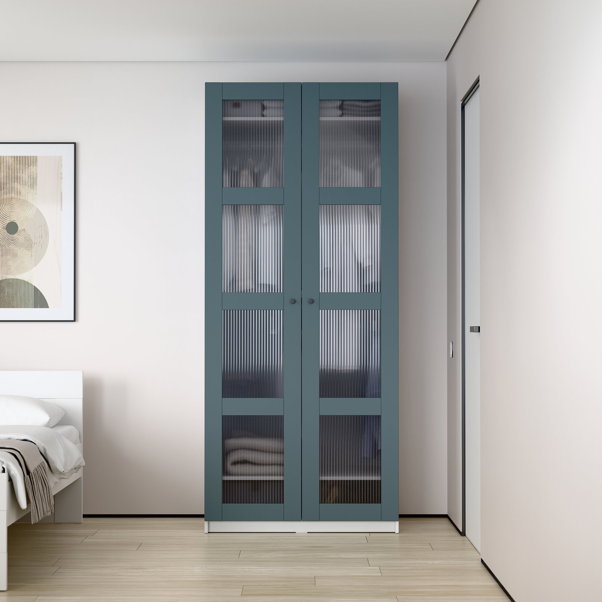 Шкаф IKEA макс 100х61х233 Бело бирюзовый