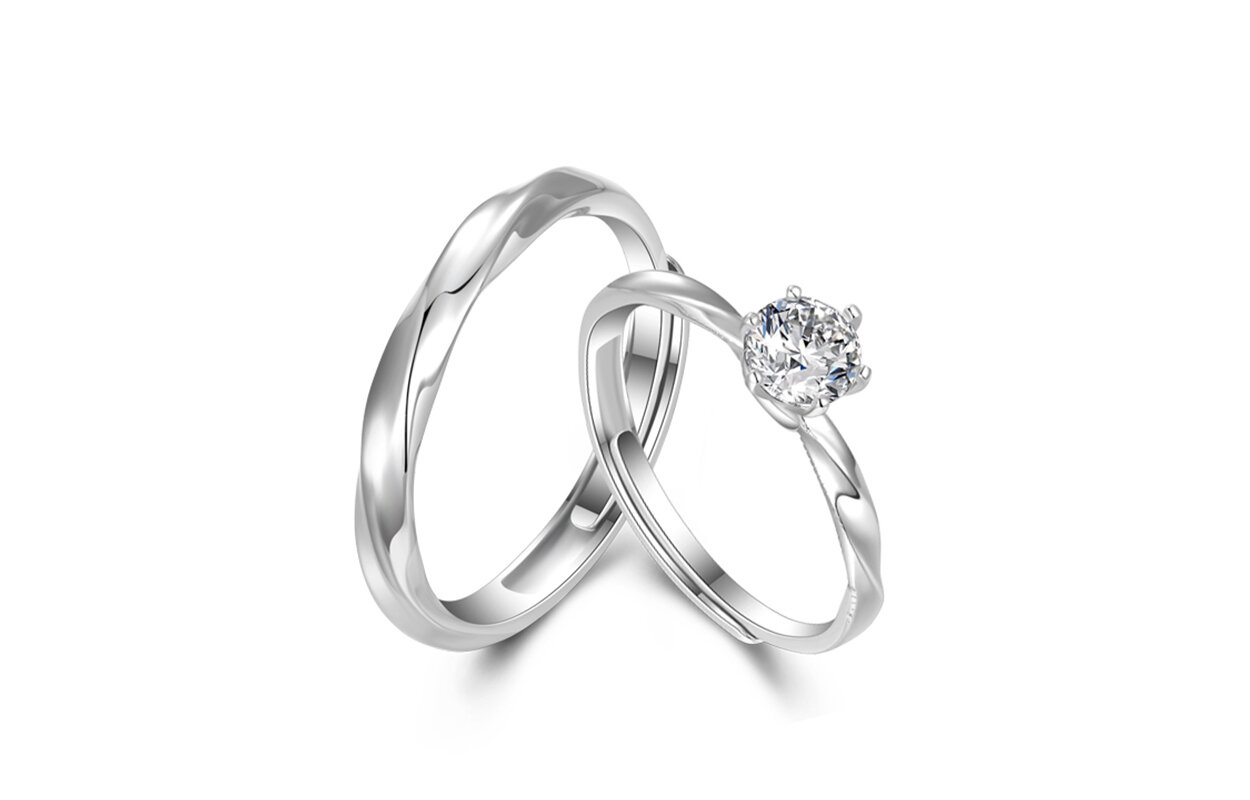 Кольцо обручальное, циркон