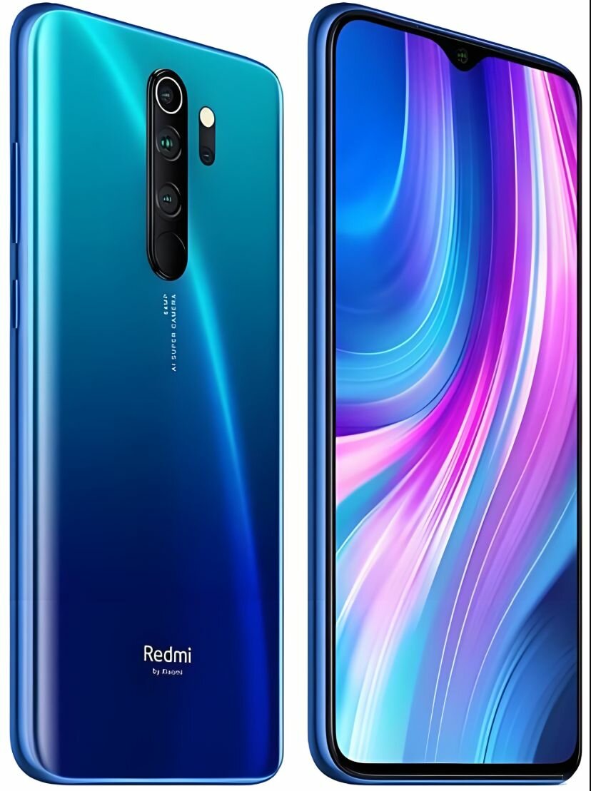 Redmi Смартфон Redmi Note 8 Pro NFC 6GB 64GB/128GB 4G смартфон 4500 mAh Global 6/64 ГБ, Nano-SIM, синий