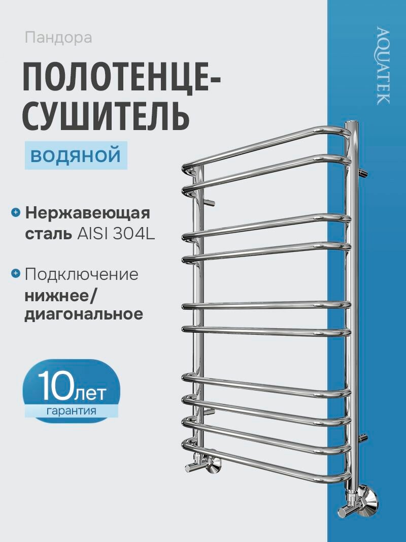 Полотенцесушитель водяной 500 Aquatek Пандора 50x80 AQ RRС1080CH хром