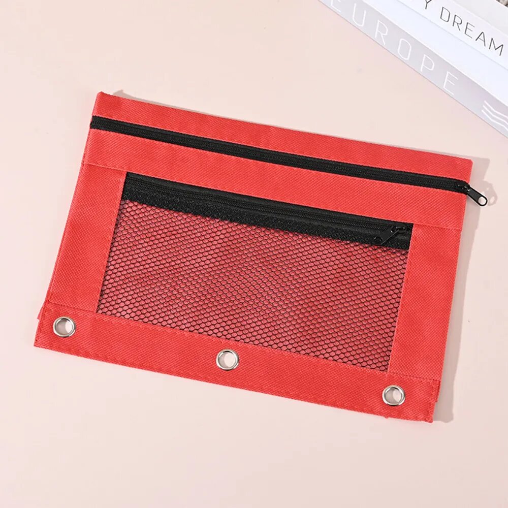 Пенал для карандашей с 3 кольцами, 5 шт. пеналов на молнии, Футляр для косметички и канцелярских принадлежностей, предназначенный для хранения канцелярских принадлежностей