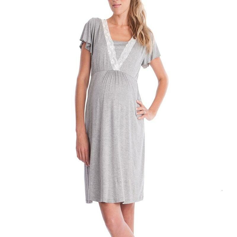 Беременный и кормящий халат, Светло-серый - XXL