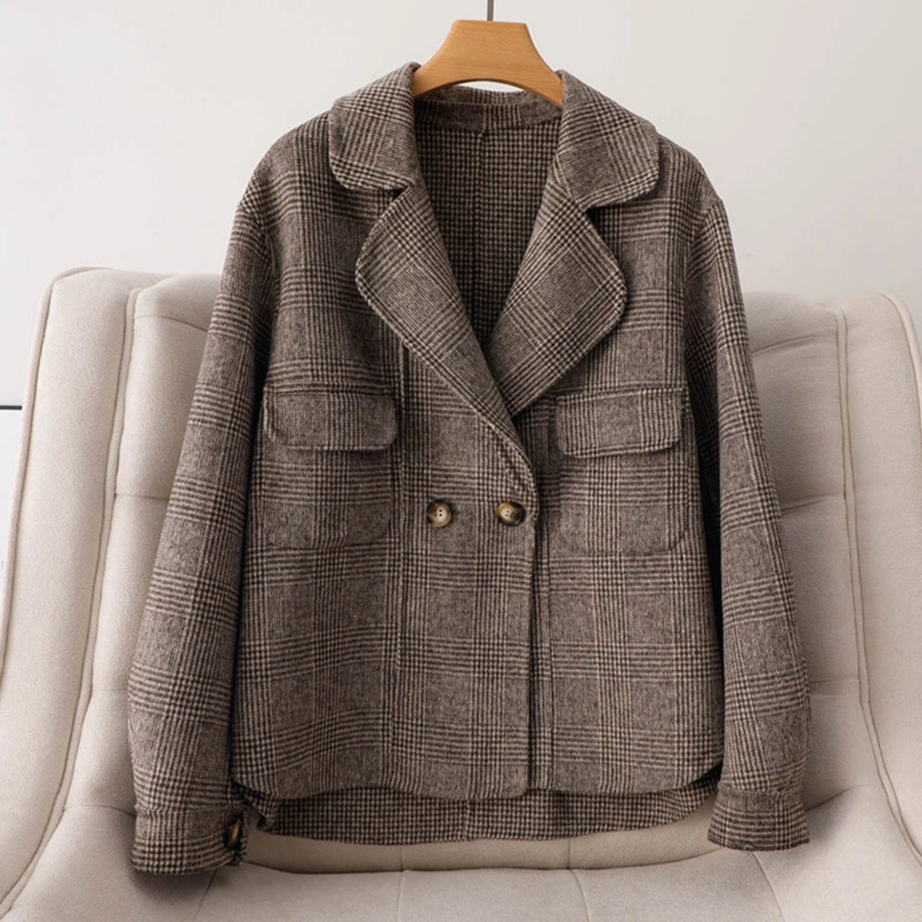 Женская двубортная шерстяная куртка Linheyutai М, Qianka