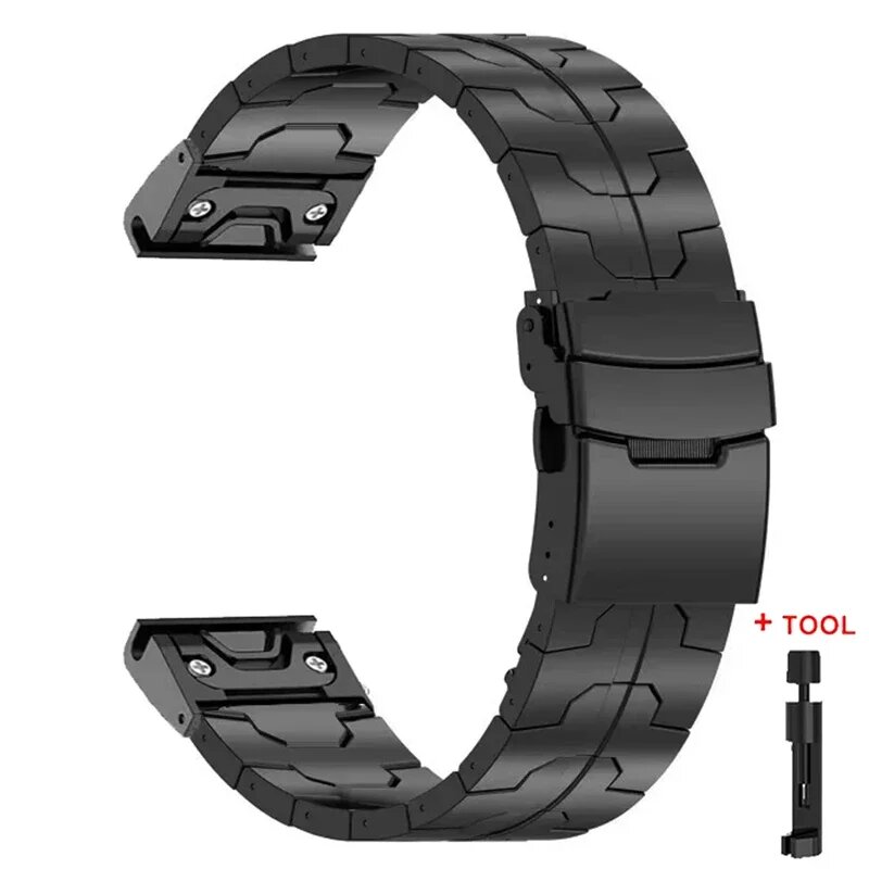 Титановый ремешок FancyWrist для Garmin Fenix 8 Черный, 26mm Titanium, Black-B-Tool