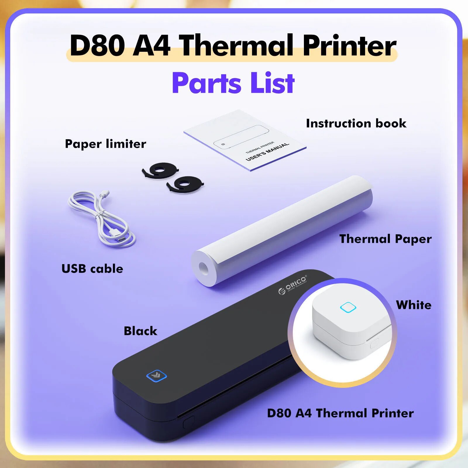 Портативный термопринтер Orico A4 Black Printer