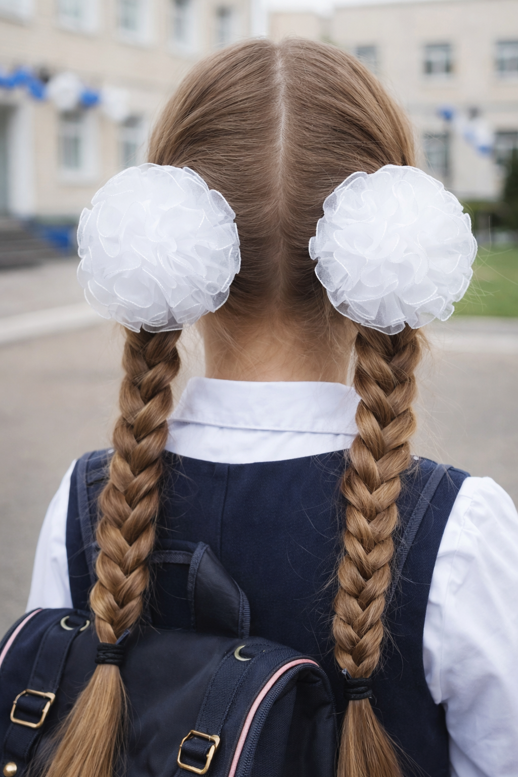 Белые банты для волос в школу, на утренник, на выпускной, на резинке 3 см
