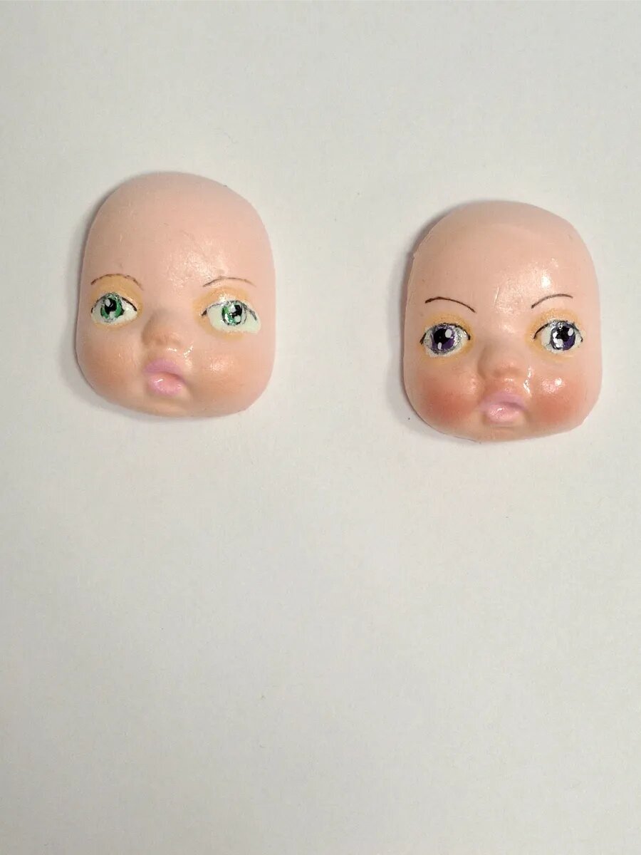 Набор раскрашенных лиц 2 шт для ватных игрушек