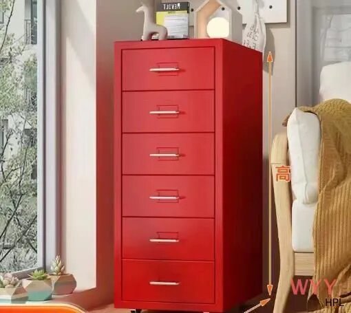 Комод металлический 6 ящиков 28х41x69 см красный для дома и офиса