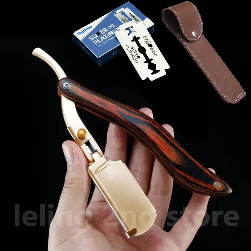 Старшее лезвие с деревянной ручкой 3pcs set gold