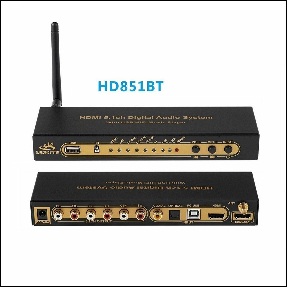 Аудиоконвертер HD851BT DTS AC3 5.1 премиум с оптическим коаксиальным разветвителем и вилкой США
