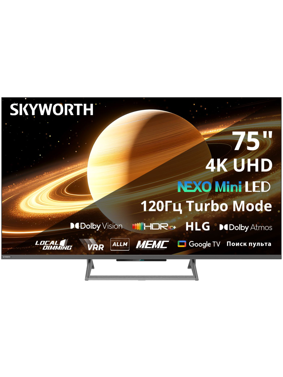 Телевизор Skyworth 75X67H NEXO Mini-LED 75" QLED+, 4K Ultra HD, черный, смарт ТВ, Google TV