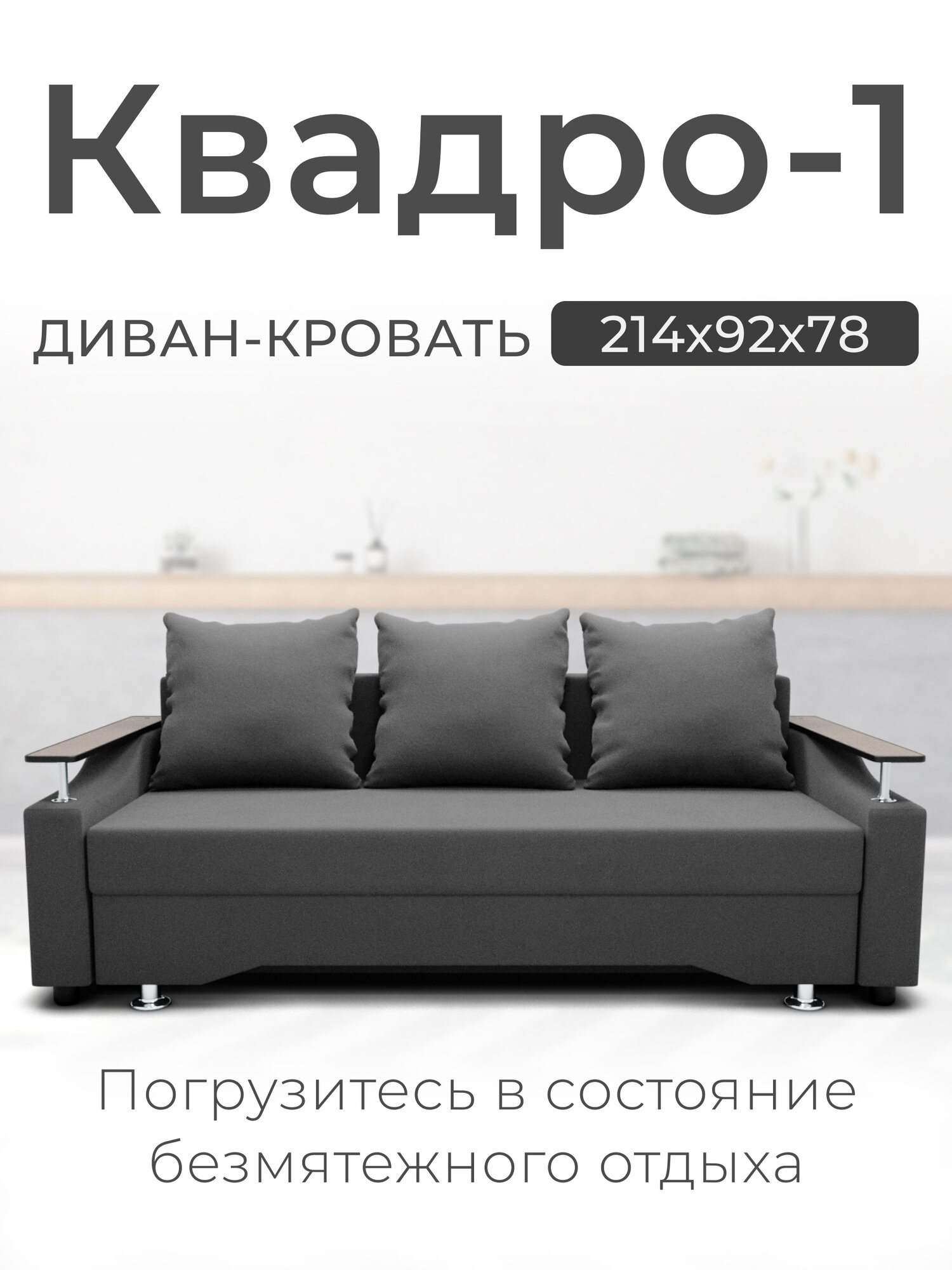 Диван кровать в гостиную, серый