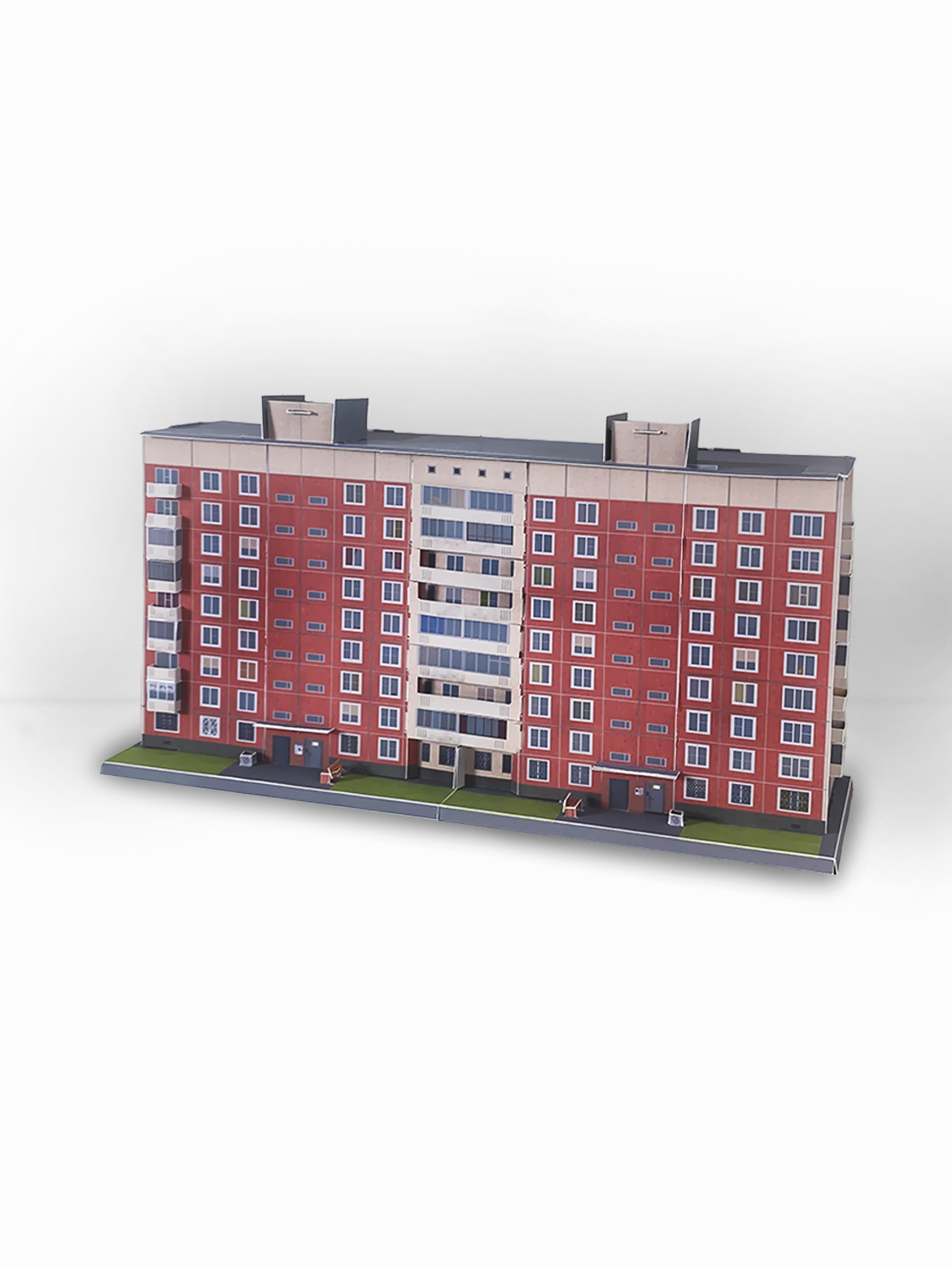 Девятиэтажка. Сборная модель без клея и ножниц. Панелька брежневка. Серия 1-504