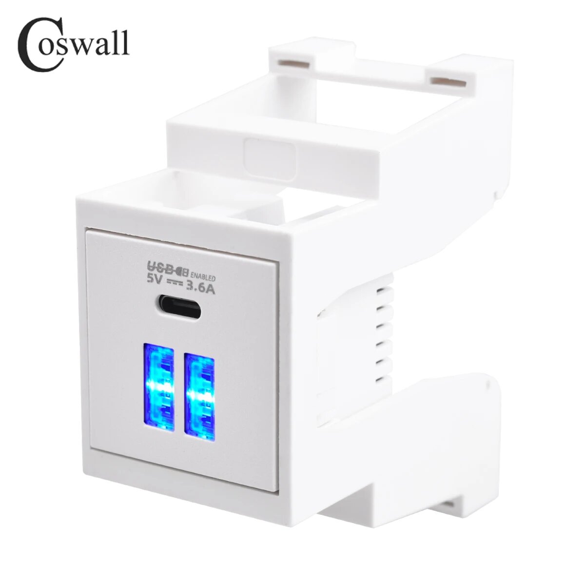 Coswall Зарядное устройство USB C45 для DIN-рейки AAC 18W White