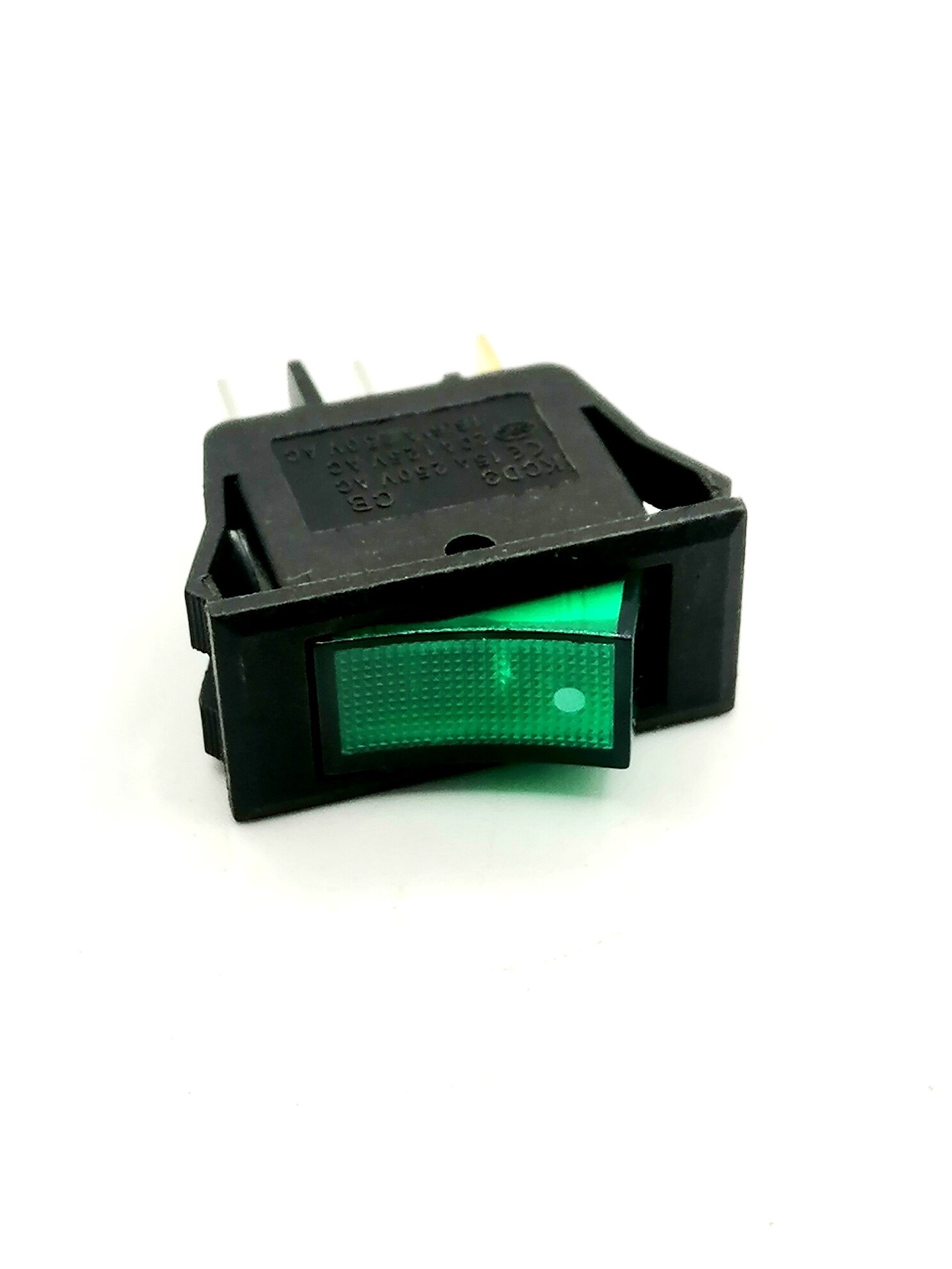 Выключатель KCD6-101/NC on-off 15*30мм с подсветкой 220VAC зеленый с точкой 15A 250VAC