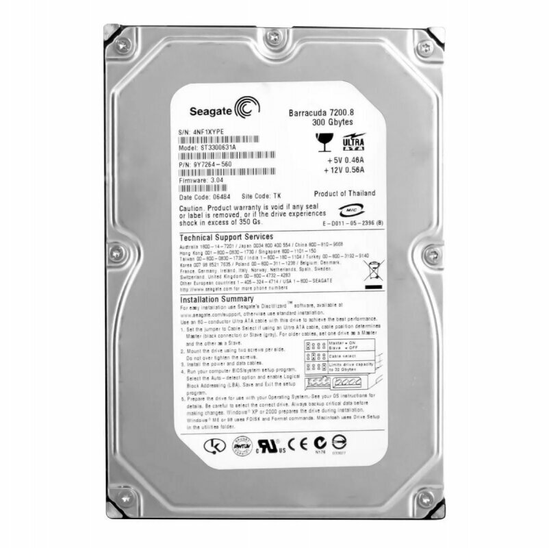 Жесткий диск Seagate ST3300631A 300Gb 7200 IDE 3.5" HDD
