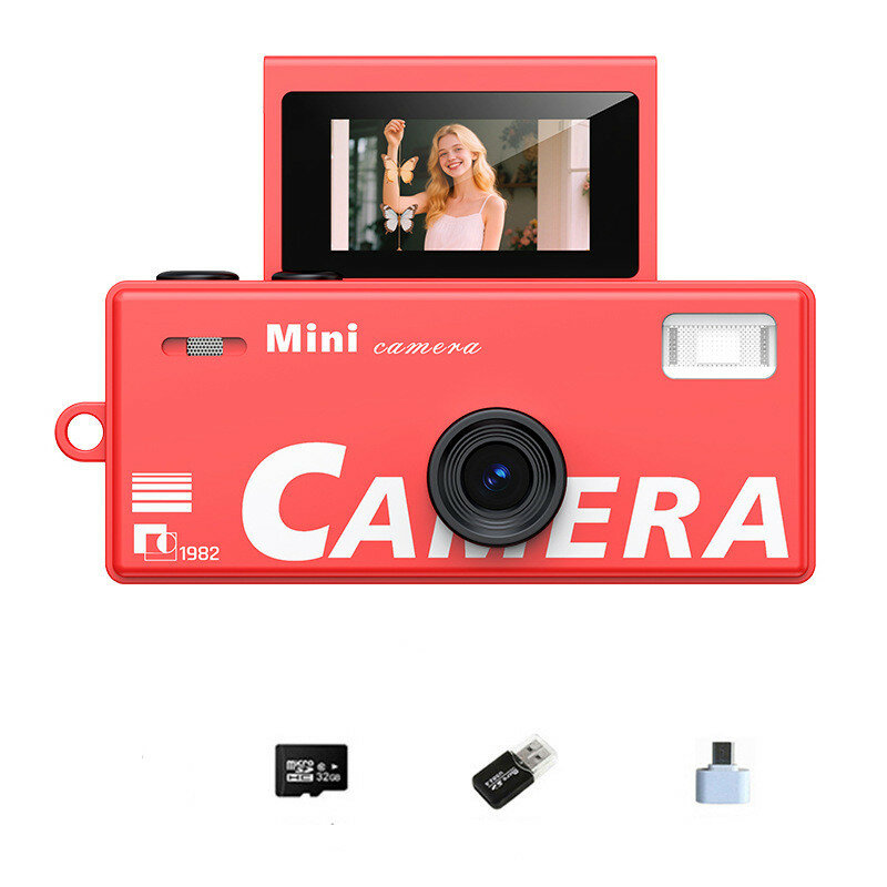 Мини камера LK-030 ретро-стиль 720P, фото/видео, вспышка, поворотный экран, 32 ГБ, стильный аксессуар