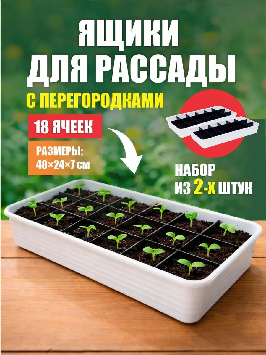 Комплект из 2-х ящиков для рассады с ячейками 480*240*70