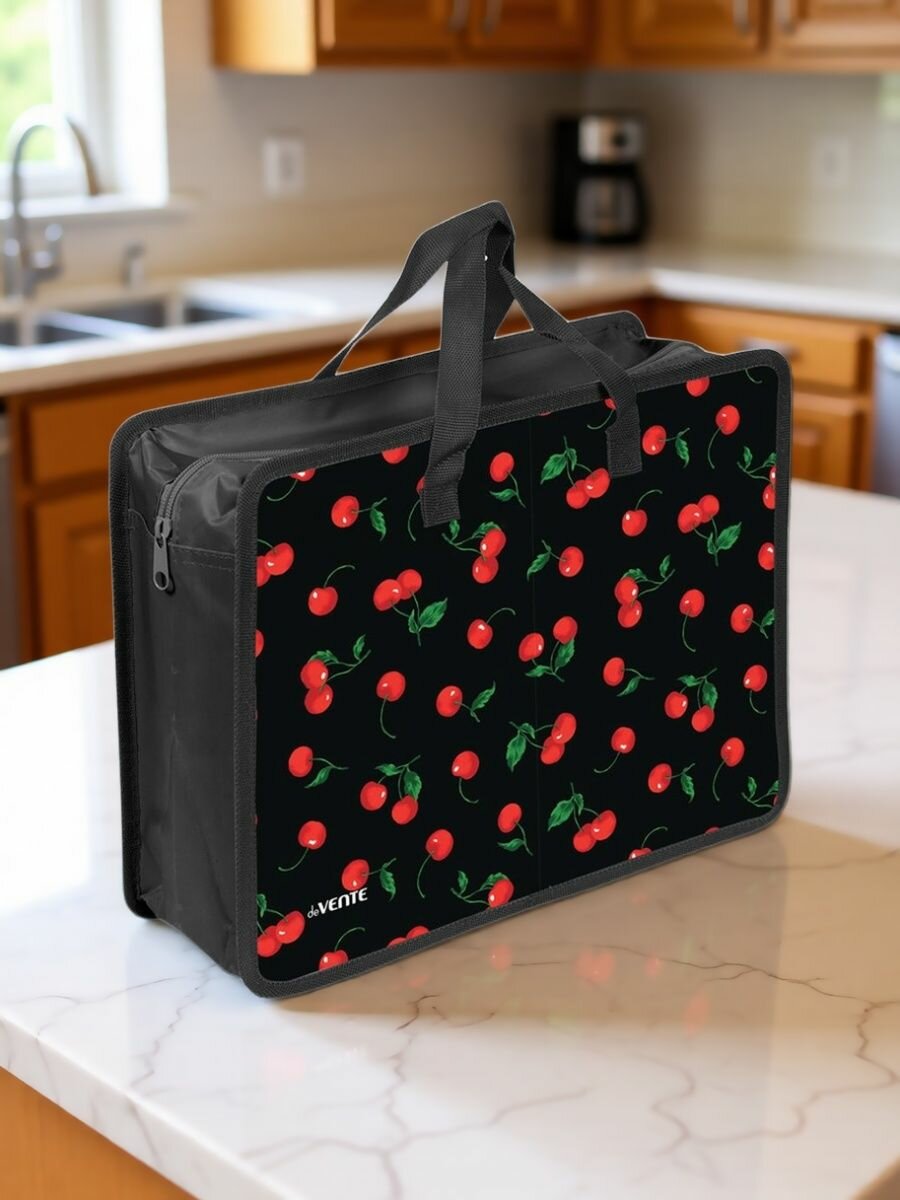 Сумка папка для тетрадей deVente Very Cherry, А4, на молнии, из пластика, с текстильным расширением 10см