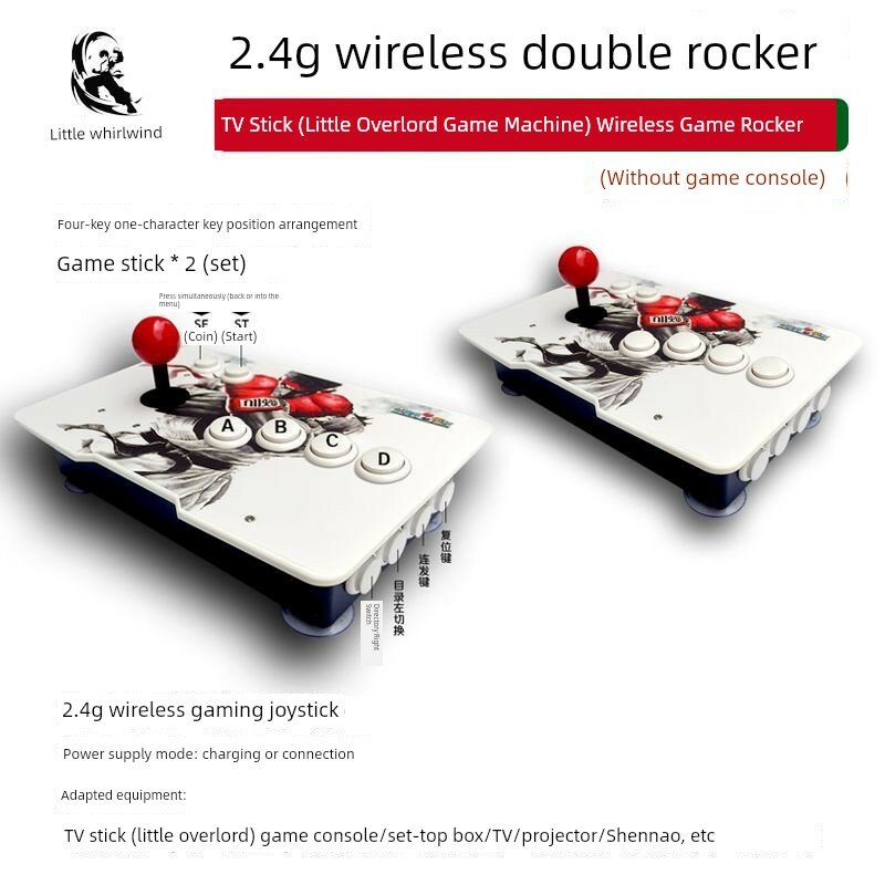 Беспроводной игровой контроллер 2.4G с двумя джойстиками и 4-кнопочной прямой раскладкой для ретро-телевизионных игр