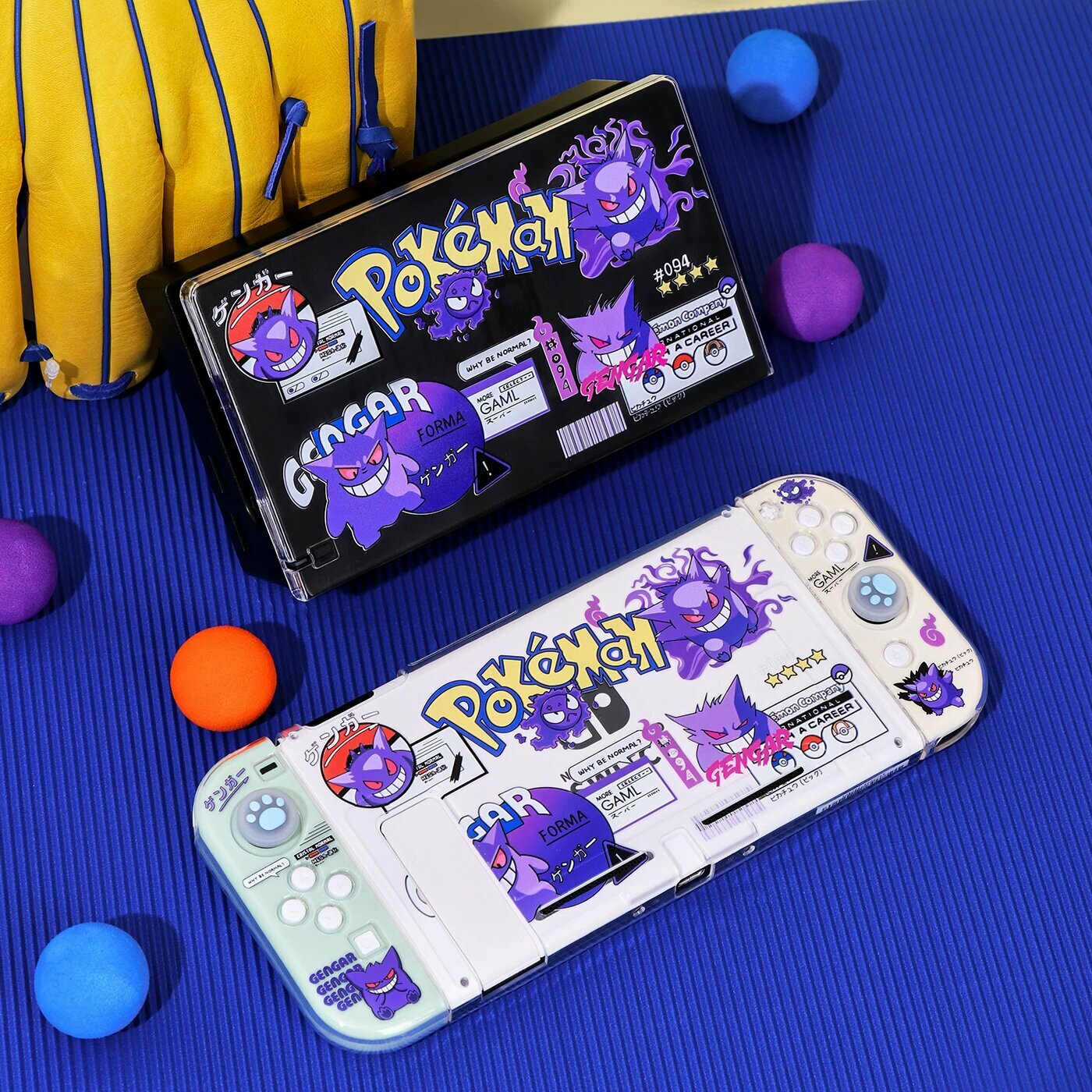 Чехол для Nintendo Switch прозрачный с закаленным стеклом и подставкой