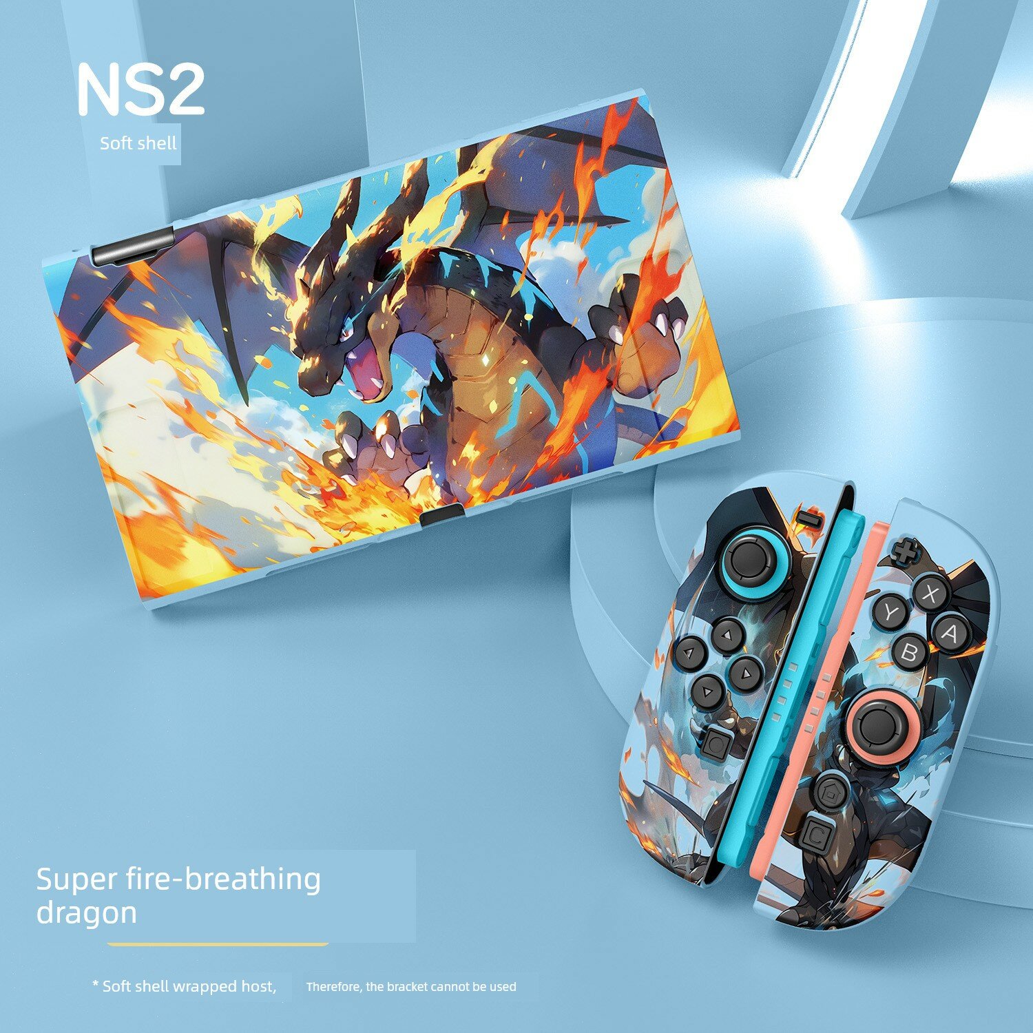 Чехол из мягкого силикона с Чаризард Синий для Nintendo Switch 2, огненный тип Покемон
