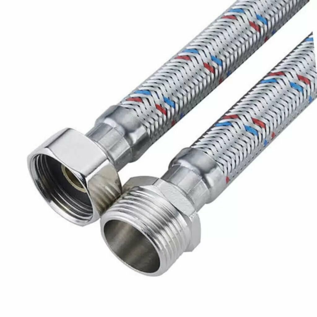 Подводка для воды ELKA 1/2" 0.6 м, нержавеющая сталь, гайка-штуцер, для смесителя, унитаза, горячей и холодной воды