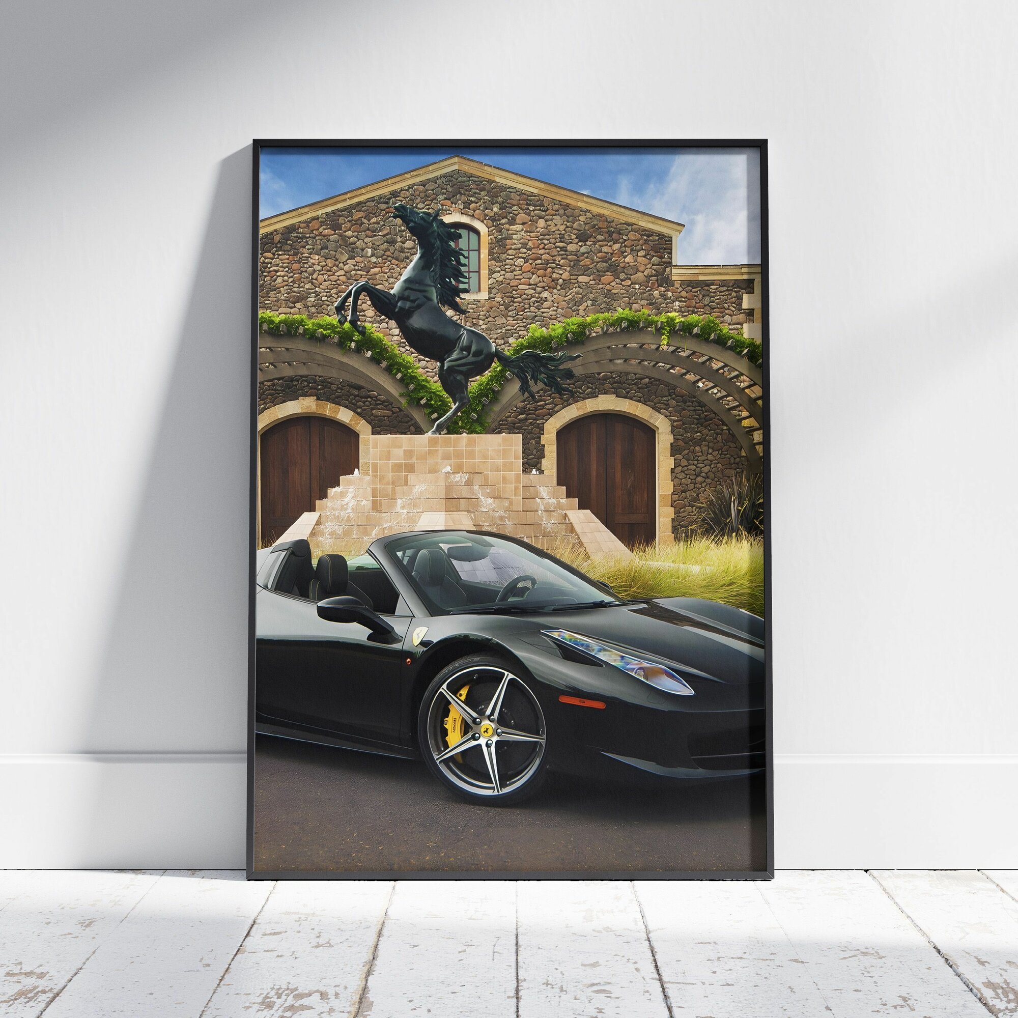 Плакат на стену для интерьера Кабриолет (Ferrari 458 Spider 2) - Постер по машинам родстерам с открытым верхом формата А4 (21x30 см)