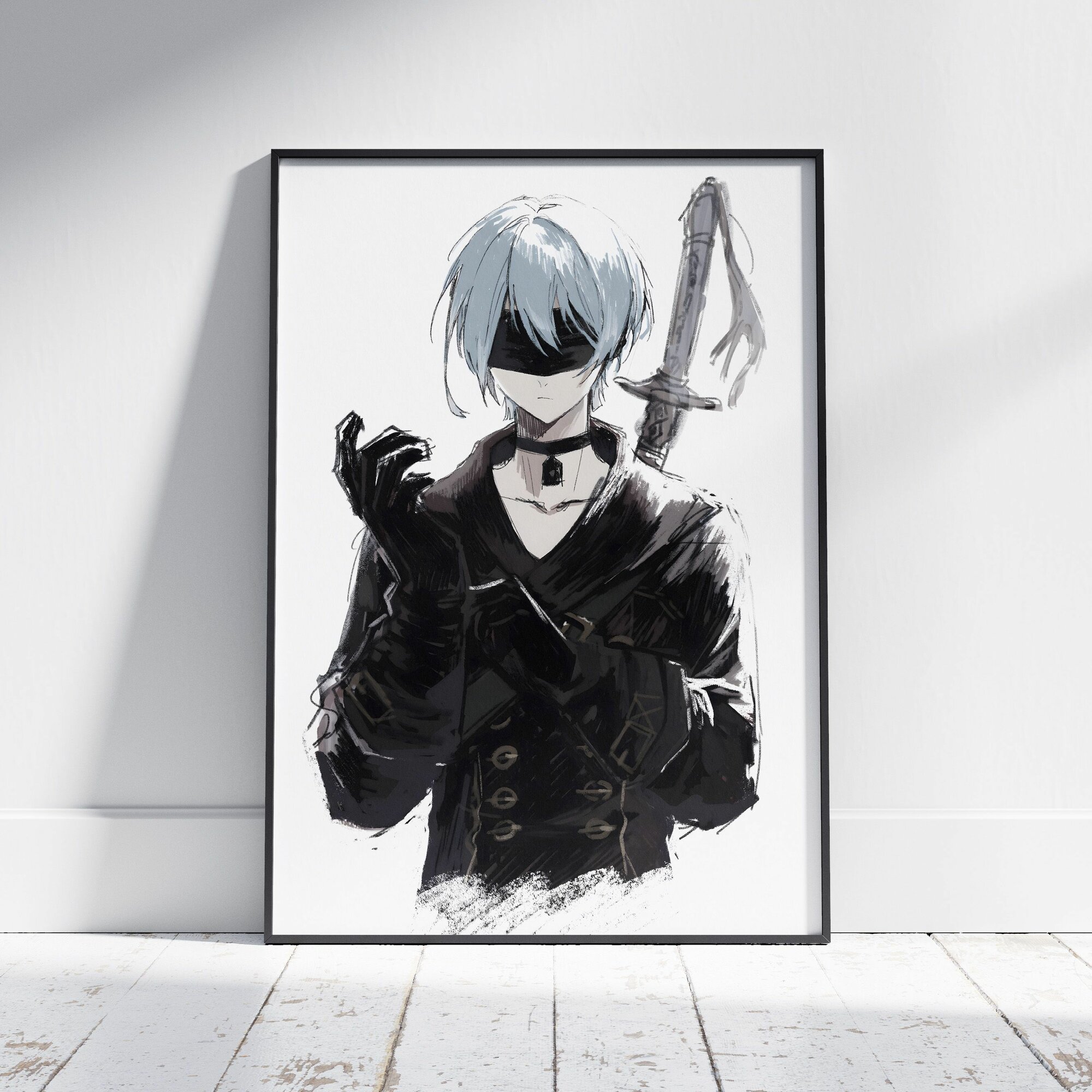 Плакат на стену для интерьера Ниер Автомата (9S - 3) - Постер по игре NieR Automata формата А4 (21x30 см)
