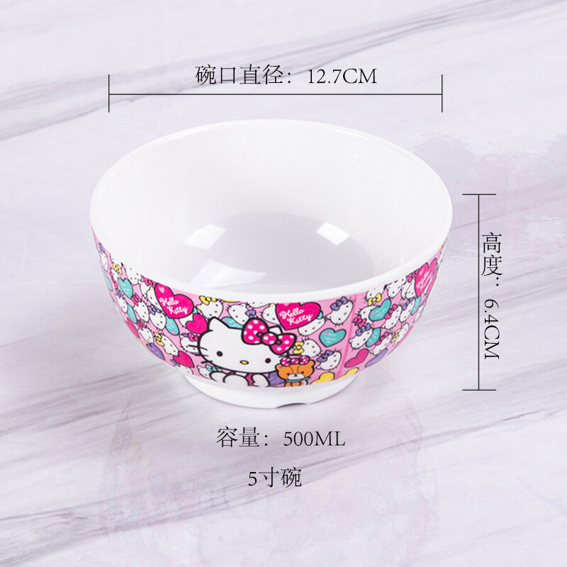 Столовая тарелка для семейного обеда Hello Kitty, милая миска, мультяшный детский набор посуды, миска для риса, тарелка для овощей.