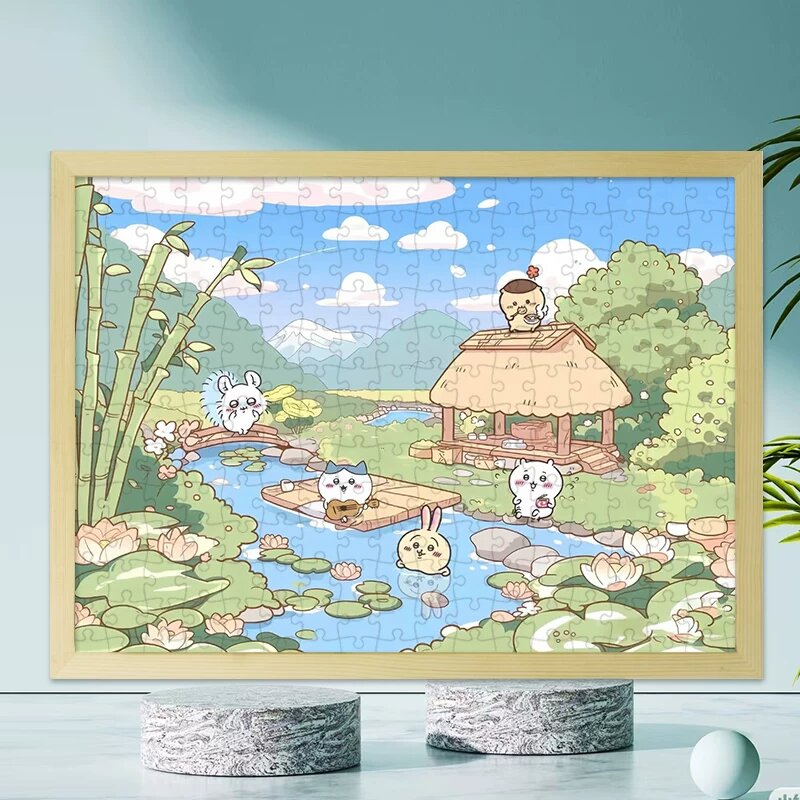 Деревянная головоломка Chiikawa 70 деталей 15x20 см без рамки, обучающая игрушка с мультяшными персонажами для детей