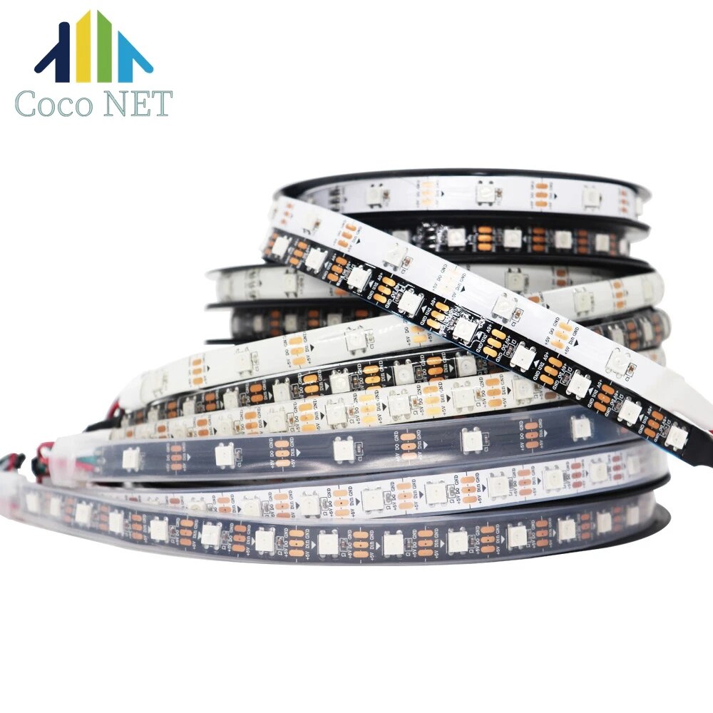 RGB светодиодная лента TNALANT WS2812B 5В White PCB, 2M 60 IP67