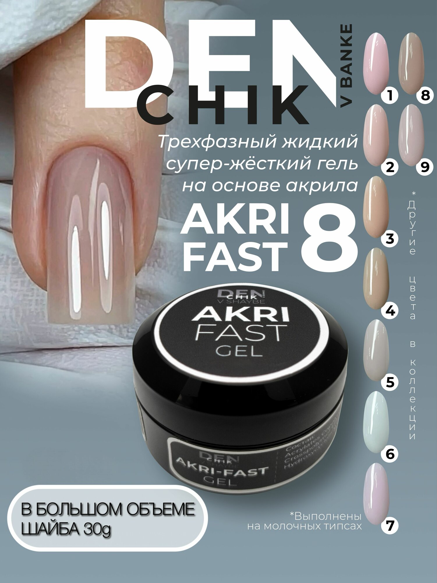 Гель для моделирования ногтей Akri-fast 30гр