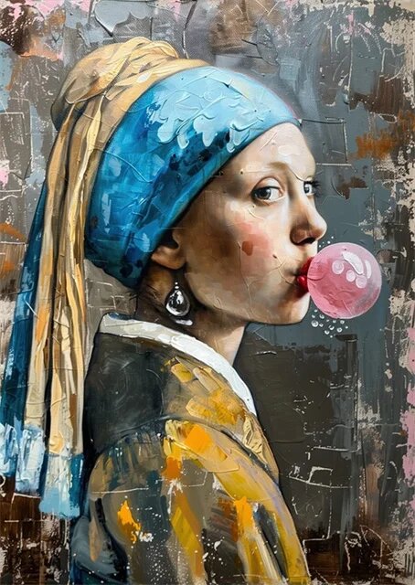 Banksy Девушка с шариком, 50x70см, желтый холст