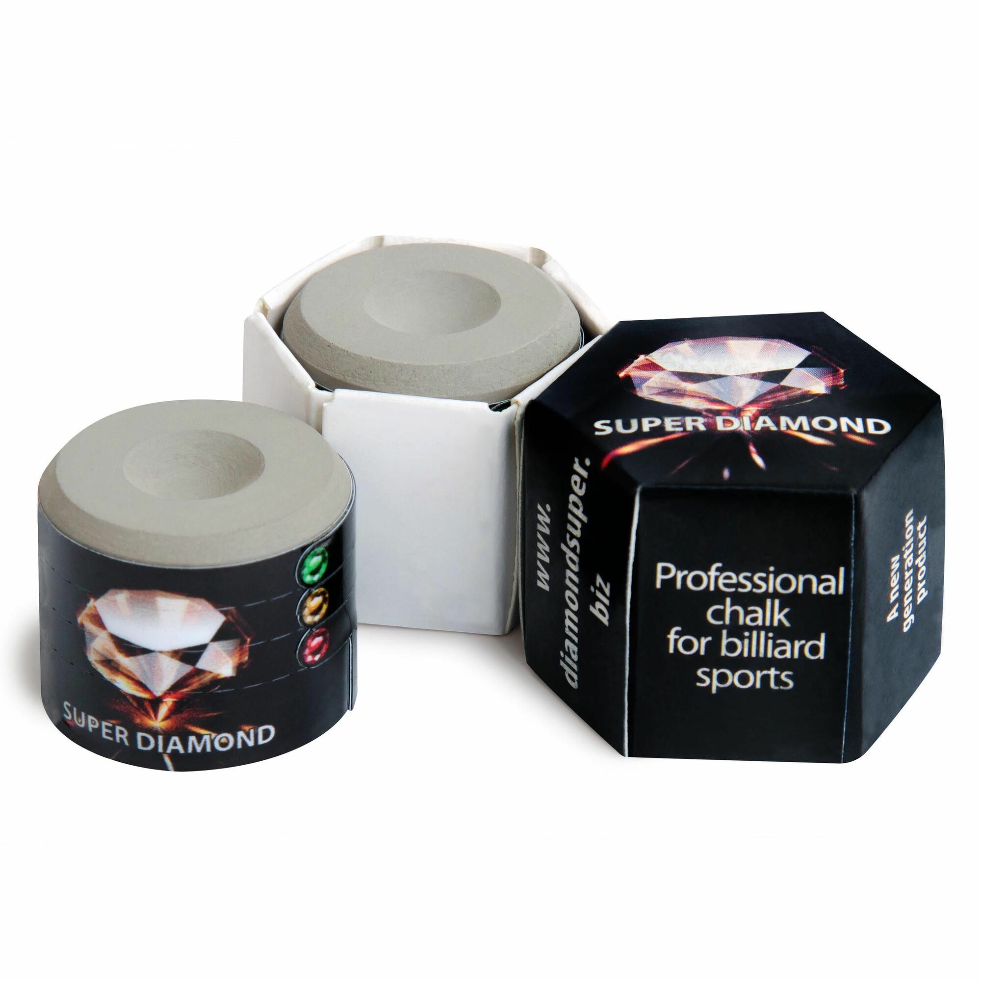 Мел для бильярда Super Diamond Grey, серый, круглый, 1 шт.