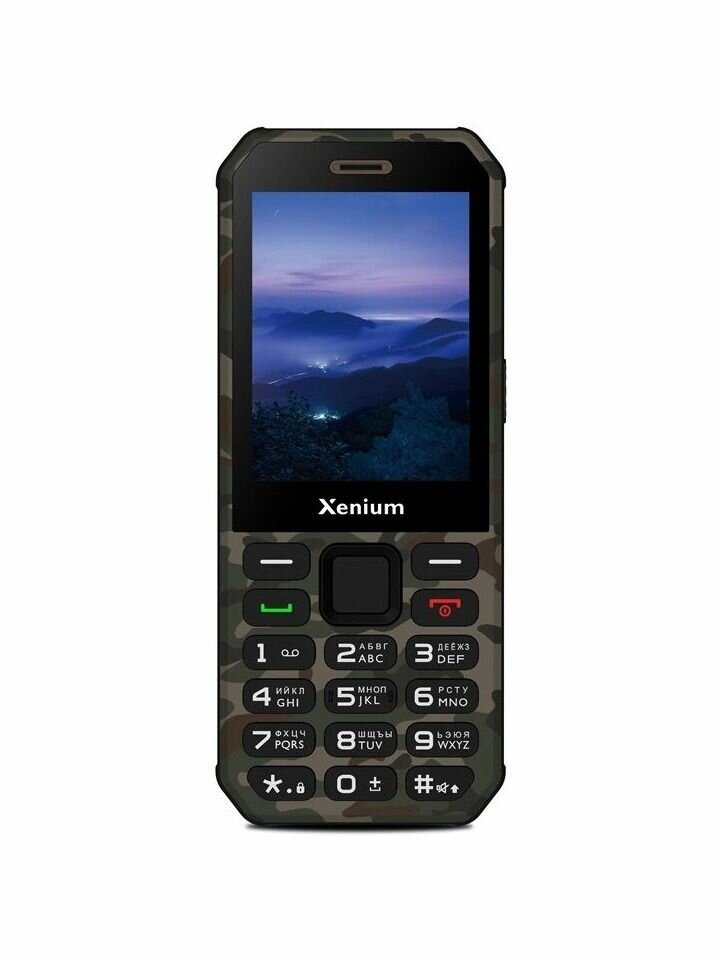 Мобильный телефон XENIUM X300 зеленый 2Sim 2.8" TFT 240x320 Nuc 0.3Mpix