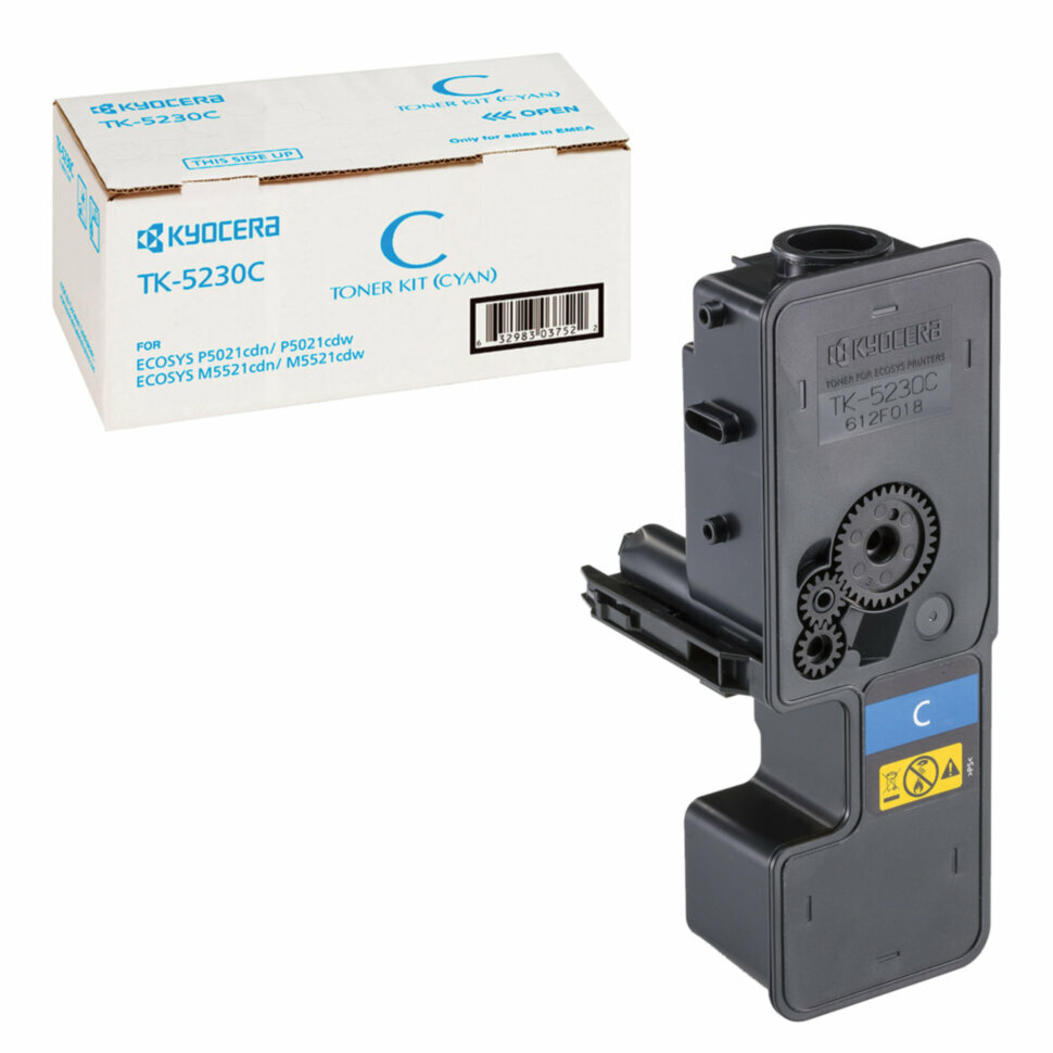 Тонер-картридж KYOCERA (TK-5230C) ECOSYS P5021cdn/cdw/M5521cdn/cdw, голубой, ресурс 2200 стр, оригинальный, 1T02R9CNL0, 320855