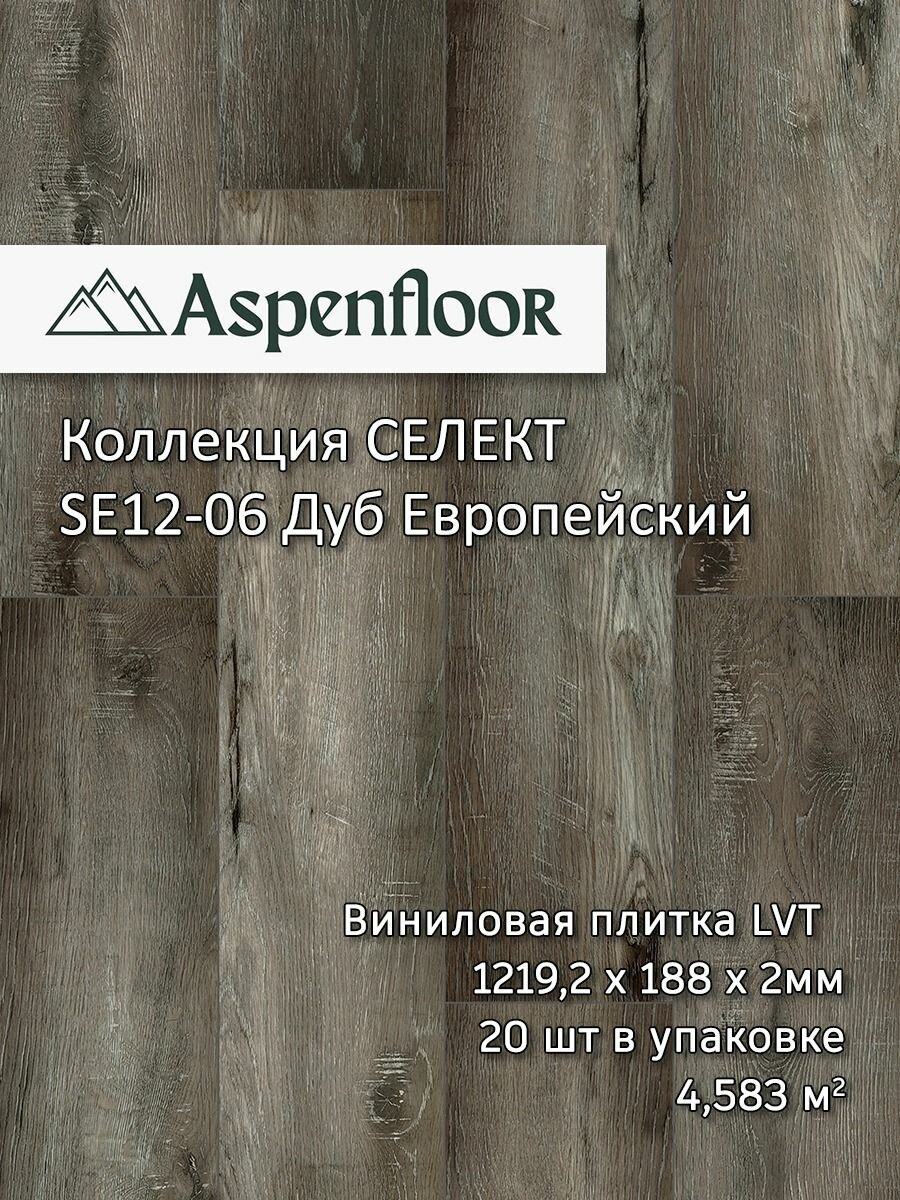 Виниловая плитка LVT Селект Дуб Европейский SE12-06