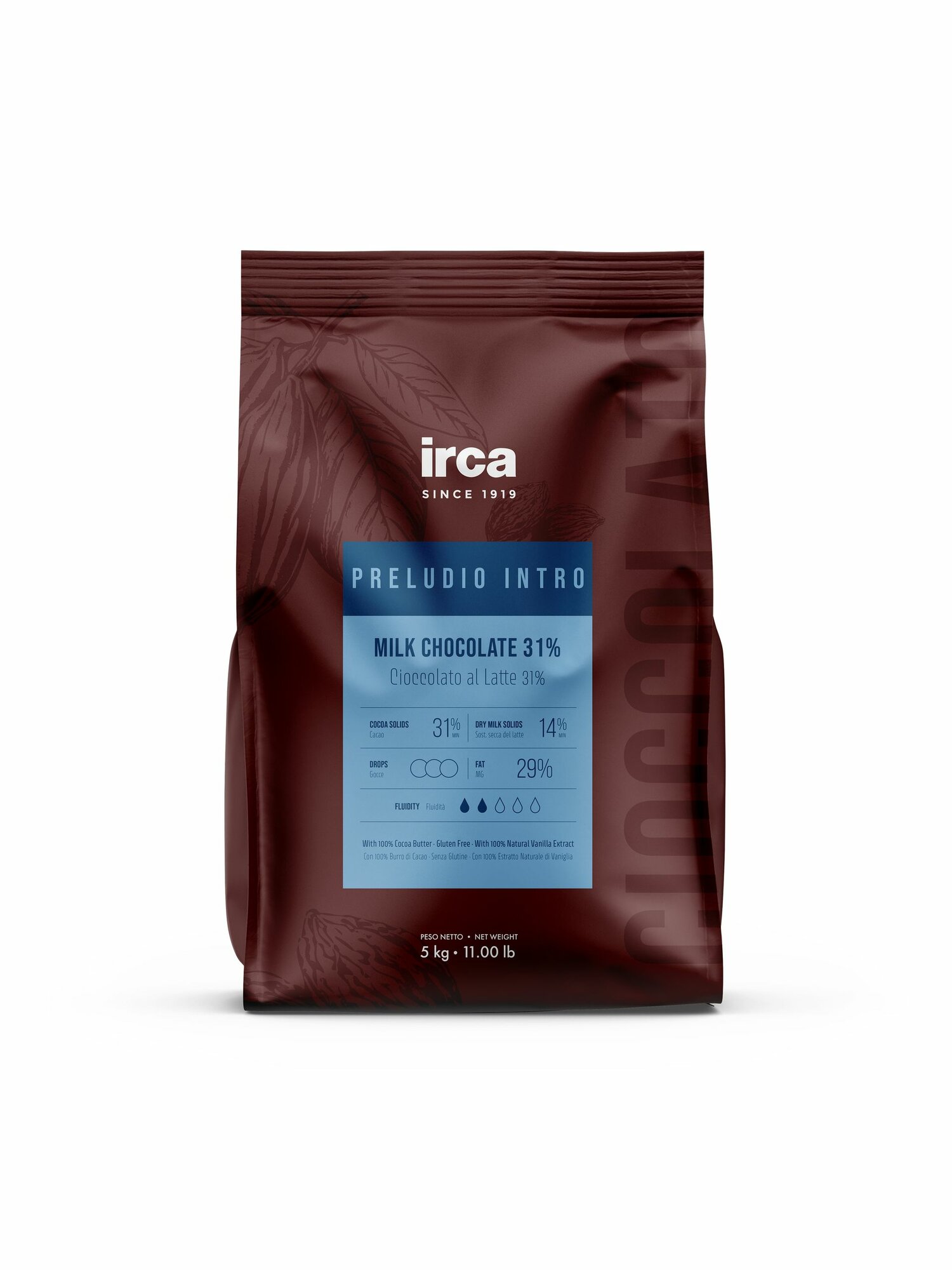Шоколад молочный кондитерский 31% IRCA Preludio INTRO Milk Latte 5 кг