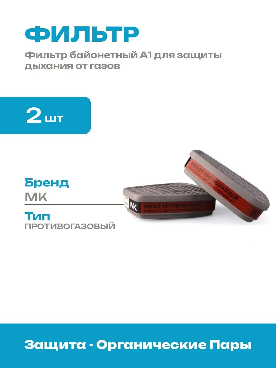 Сменный фильтр А1 для полумаски от органических газов 2 шт